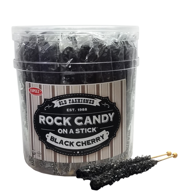 Espeez Black Cherry Rock Candy On a Stick Jar 0.8oz 36ct – Empire Snack ...