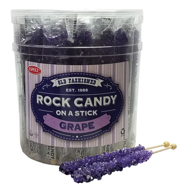 Espeez Purple Grape Rock Candy On a Stick Jar 0.8oz 36ct – Empire Snack ...