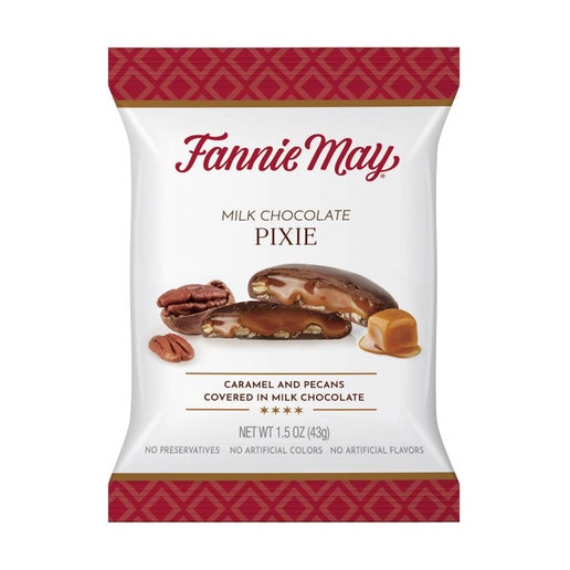 Fannie May Milk Chocolate Pixie Caramel & Pecan 1.5oz 12ct – Empire ...